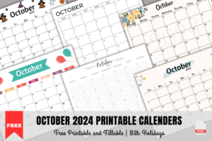 Free Printable & Fillable October Calendars 2024