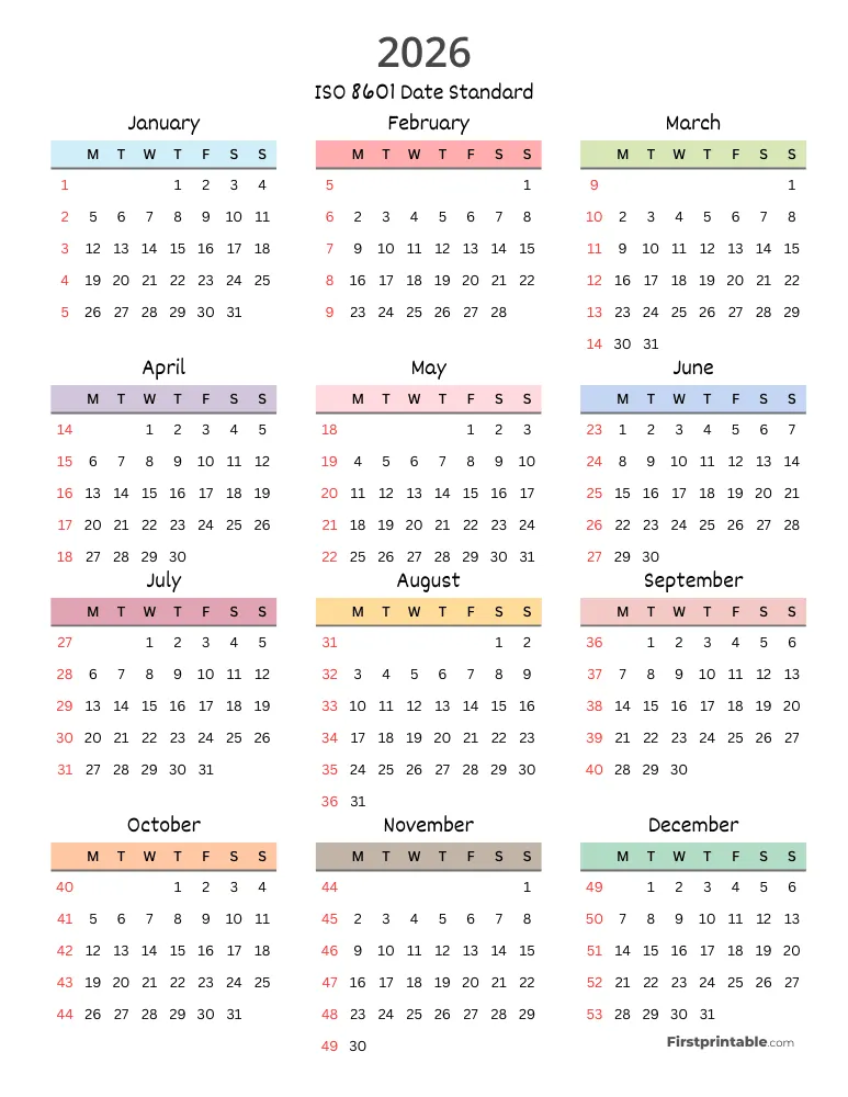 2026 Calendar With Week Numbers Free PDF Printables 2026 Calendar With Week Numbers Free PDF Printables